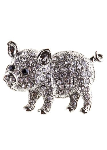 Crystal Piglet Hairclip and Brooch